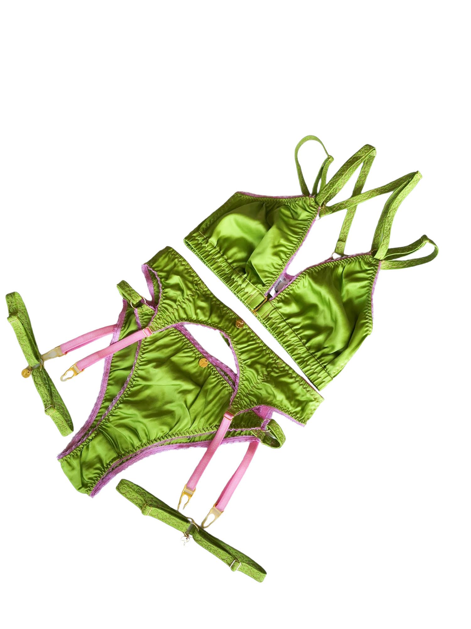 Bia Silk Crop Top Freya Suspender Belt Electra Panties And Frigg Leg